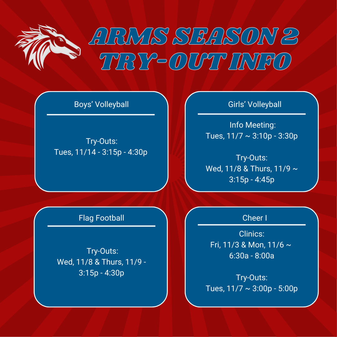 ARMS Season 2 Athletics - Try-Out Information